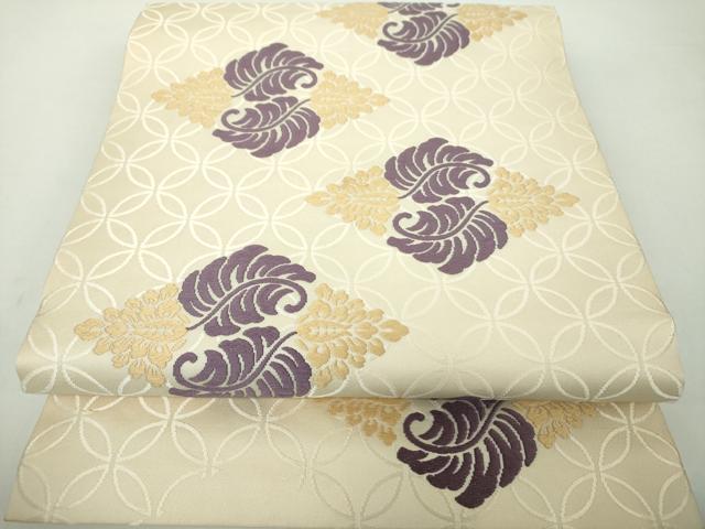 平和屋着物●俵屋　人間国宝　喜多川平朗  有職織物　九寸開き名古屋帯　唐織　花菱文　正絹　逸品　DAAY1179ps