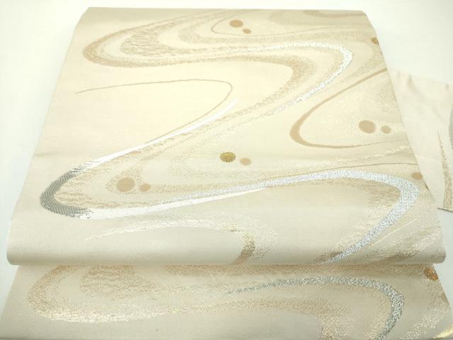 平和屋着物●森英恵・HANAE MORI　九寸名古屋帯　流水文　金銀糸　正絹　逸品　DAAY1186ps
