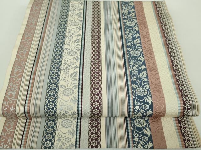 平和屋着物●本場筑前博多織　八寸名古屋帯　花間道　正絹　逸品　DAAY1207ps