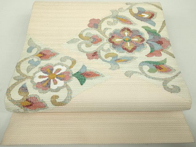 平和屋着物●八寸名古屋帯　花菱文　金銀糸　正絹　逸品　DAAY1227ps