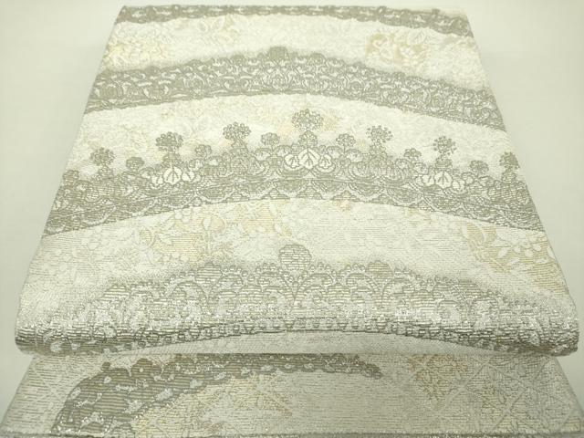 平和屋着物●極上　両面　六通柄袋帯　金華山織　TIARA　プラチナ箔　正絹　逸品　DAAY1244ps