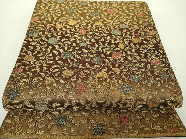 平和屋着物●紋屋井関　御寮織　六通柄袋帯　花唐草文　金糸　正絹　逸品　DAAY1250ps