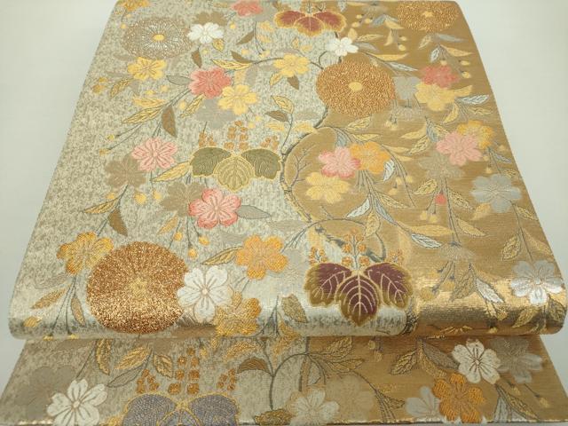 平和屋着物●六通柄袋帯　菊桐桜花文　金銀糸　引箔　正絹　逸品　DAAY1263ps