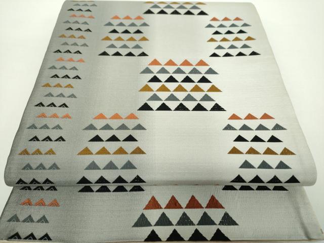 平和屋着物●両面　全通柄袋帯　本泥染　鱗間道　正絹　逸品　DAAY1272ps