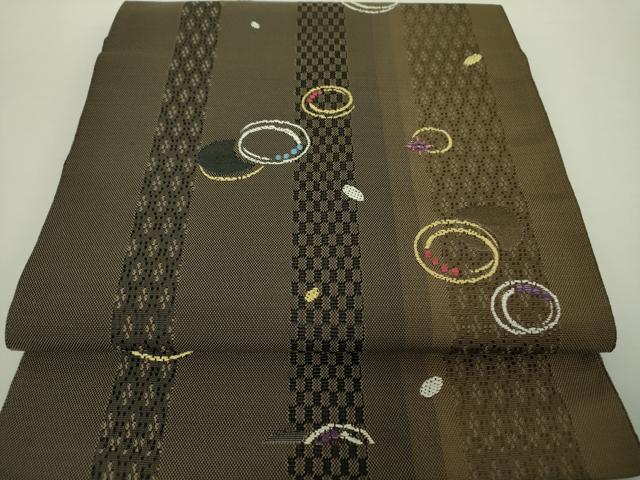 平和屋着物●八寸名古屋帯　輪繋ぎ　リング　金糸　正絹　逸品　DAAY1283ps