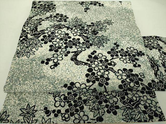 平和屋着物●九寸名古屋帯　枝梅　楓　正絹　逸品　未使用　DAAY1296ps