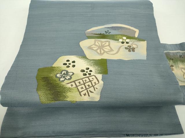 平和屋着物●九寸名古屋帯　舞花文　金糸　正絹　逸品　DAAY1298ps