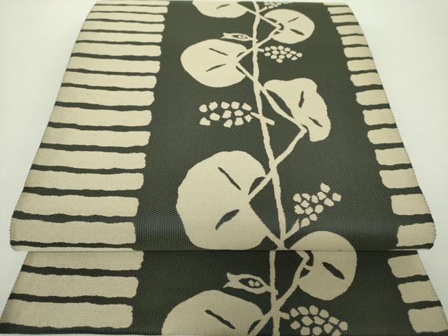 平和屋着物●全通柄袋帯　紹巴　花間道　反端付き　正絹　逸品　DAAY1302ps