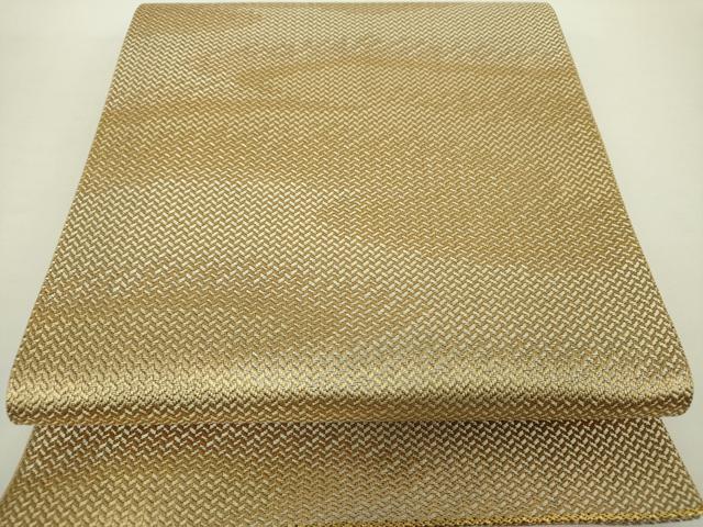 平和屋着物●全通柄袋帯　霞文　金糸　正絹　逸品　未使用　DAAY1317ps