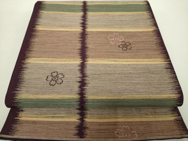 平和屋着物●六通柄袋帯　横段舞桜　正絹　逸品　DAAY1324ps