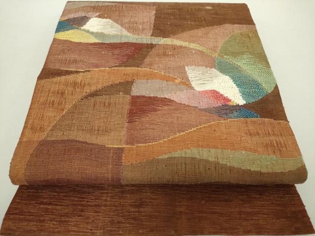 平和屋着物●太鼓柄袋帯　紬地　隆彩夢幻文　金糸　正絹　逸品　DAAY1325ps