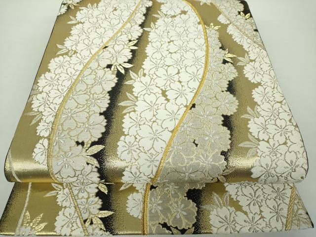 平和屋着物●六通柄袋帯　唐織　桜間道　金銀糸　正絹　逸品　DAAY1344ps