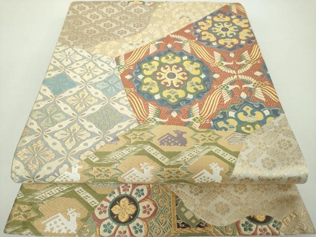 平和屋着物●六通柄袋帯　唐織　名物裂繍文　金糸　正絹　逸品　DAAY1347ps