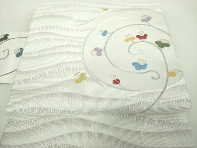 平和屋着物●九寸名古屋帯　唐織　花唐草文　金糸　正絹　逸品　DAAY1376ps