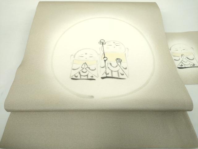 平和屋着物●九寸名古屋帯　手描き　お地蔵様　正絹　逸品　DAAY1378ps