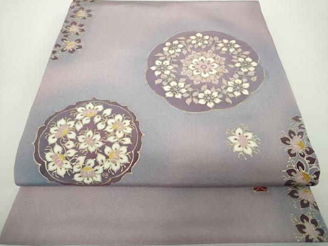 平和屋着物●九寸開き名古屋帯　作家物　花丸文　金彩　正絹　逸品　DAAY1391ps