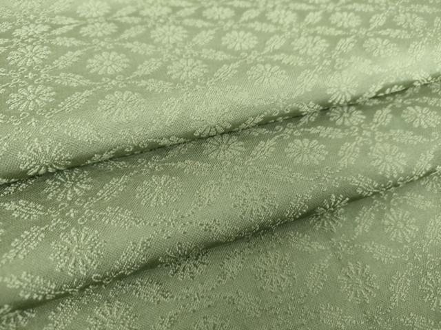 平和屋着物●上質な色無地　菊菱地紋　柳煤竹色　正絹　逸品　DAAY1401ps