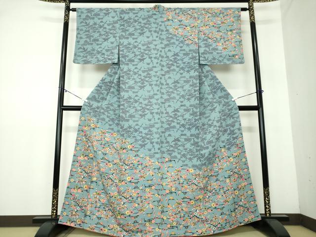 平和屋着物●訪問着　紅型　飛鶴吉祥花文　正絹　逸品　DAAY1421ps