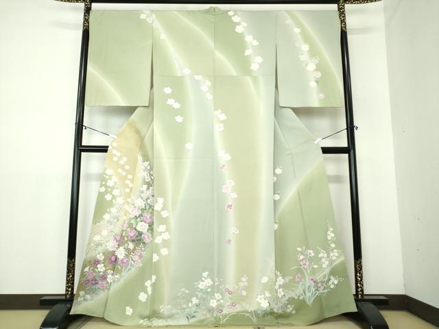 平和屋着物●訪問着　華麗な花　暈し染め　金彩　正絹　逸品　DAAY1429ps