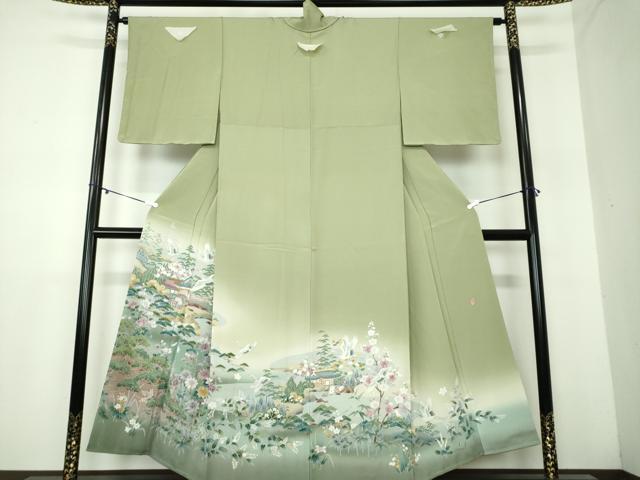 平和屋着物●京友禅作家　外池雅峰　色留袖　飛鶴風景花文　暈し染め　正絹　逸品　未使用　DAAY1438ps