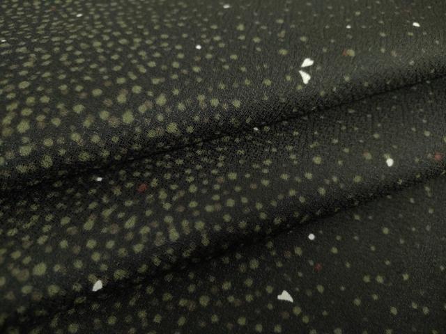 平和屋着物●小紋　霞間道　黒地　洗える着物　未使用　DAAY1442ps