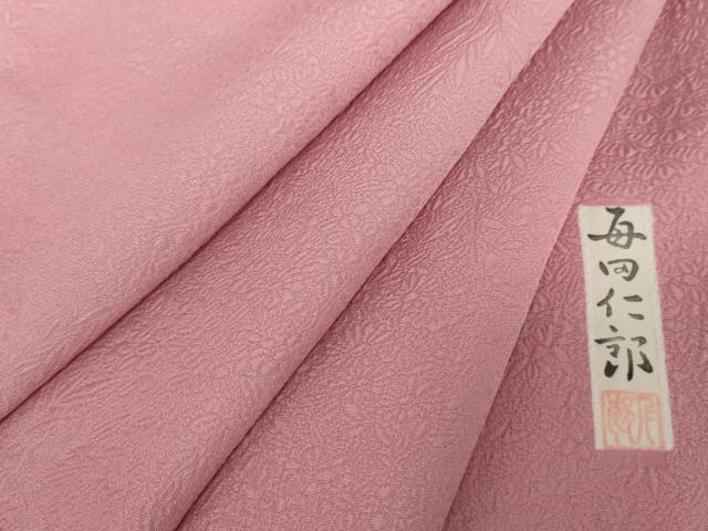 平和屋着物●本加賀友禅作家　毎田仁郎監修　色無地　吉祥花地紋　梅鼠色　正絹　逸品　DAAY1444ps