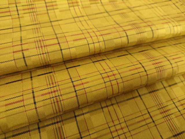 平和屋着物●山下八百子　本場黄八丈　市松綾織　紬　正絹　逸品　DAAY1464ps