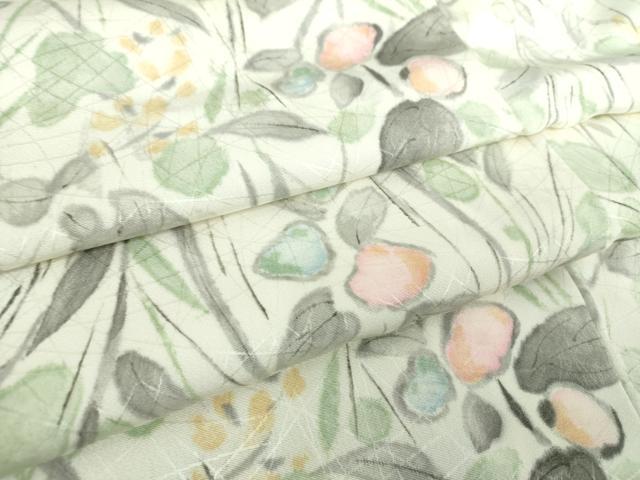 平和屋着物●上質な小紋　手描き　草花文　正絹　逸品　DAAY1473ps