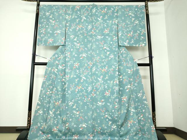 平和屋着物●上質な小紋　草花文　金彩　ロング丈　正絹　逸品　未使用　DAAY1477ps