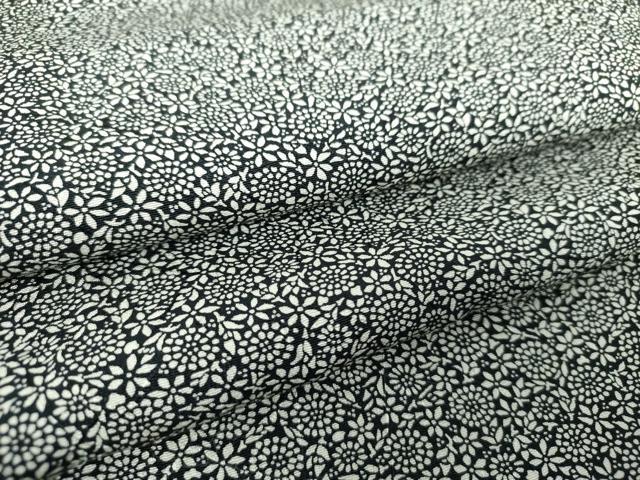 平和屋着物●上質な小紋　草花文　黒地　正絹　逸品　DAAY1479ps