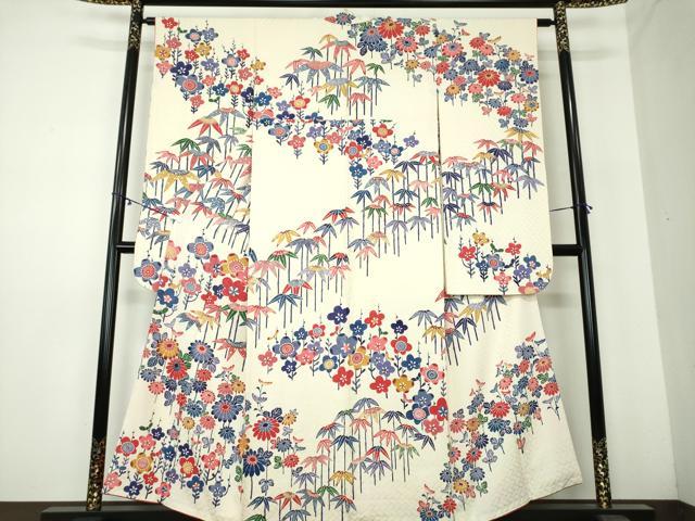 平和屋着物●豪華振袖　型染　吉祥花文　正絹　逸品　DAAY1486ps