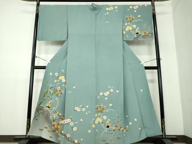 平和屋着物●訪問着　作家物　雪輪舞桜　兎　金彩　正絹　逸品　DAAY1504ps