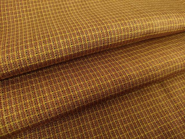 平和屋着物●本場黄八丈　まるまなこ　紬　胴抜き仕立て　格子　正絹　逸品　DAAY1541ps