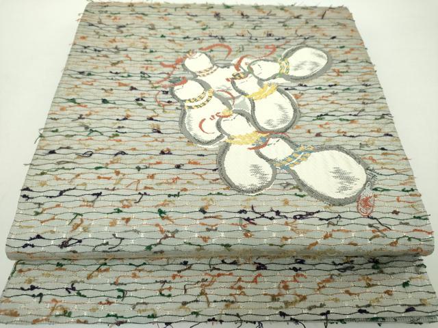 平和屋着物●蛍庵　初代田村成一　「田村屋」　網糸織　太鼓柄袋帯　六瓢息災　無病息災　金糸　正絹　逸品　未使用　DAAY1563ps