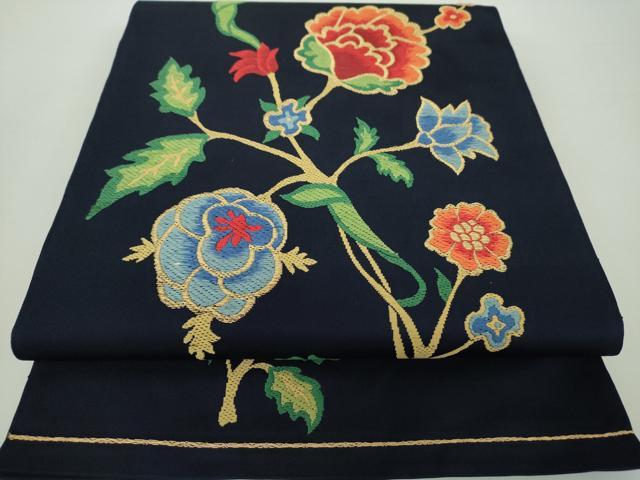 平和屋着物●六通柄　本袋帯　唐織　草花文　金糸　正絹　逸品　DAAY1567ps