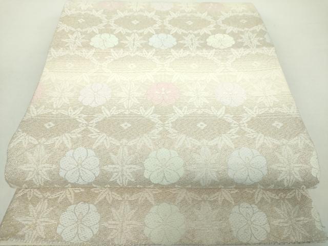 平和屋着物●六通柄袋帯　唐織　新小石丸　横段花文　金糸　正絹　逸品　DAAY1572ps