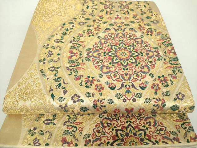 平和屋着物●老舗織元　泰生織物　六通柄袋帯　唐織　立涌正倉院花文　本金箔　正絹　逸品　DAAY1580ps