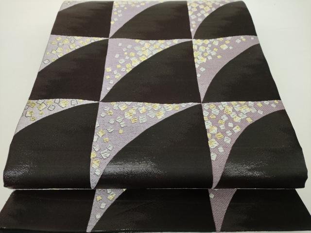 平和屋着物●世界的友禅作家　千地泰弘　六通柄袋帯　変わり格子　金銀糸　正絹　逸品　DAAY1583ps