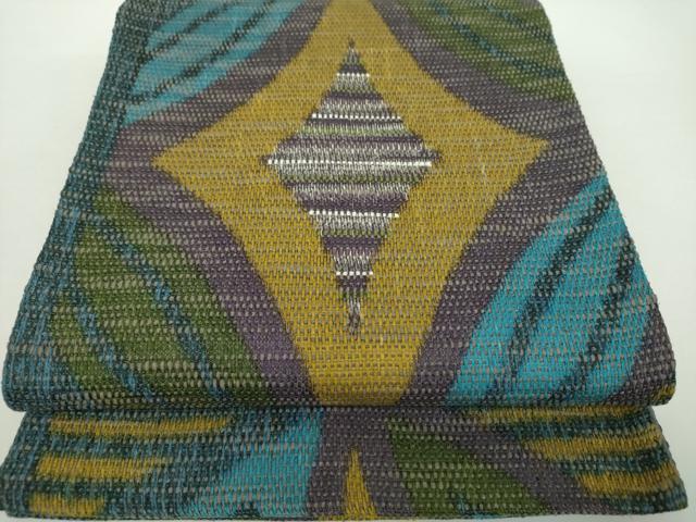 平和屋着物●両面　全通柄袋帯　紬地　七宝文　正絹　逸品　DAAY1585ps