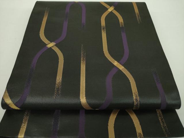 平和屋着物●六通柄袋帯　変わり間道　金糸　引箔　正絹　逸品　DAAY1590ps