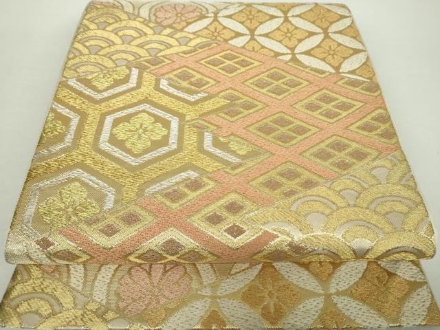 平和屋着物●西陣　川島織物　六通柄　本袋帯　切嵌吉祥花文　金銀糸　正絹　逸品　DAAY1594ps