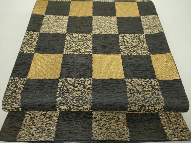 平和屋着物●六通柄袋帯　一粋綴　市松唐草　金糸　正絹　逸品　DAAY1601ps