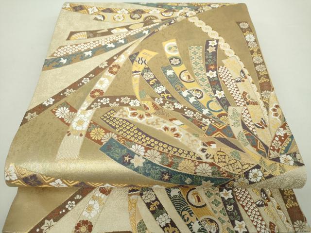 平和屋着物●服飾評論家　市田ひろみ　六通柄袋帯　唐織　八方美人で生きなはれ　金糸　正絹　逸品　DAAY1612ps