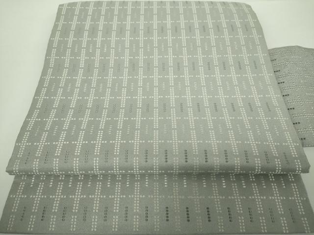 平和屋着物●九寸名古屋帯　格子　銀糸　正絹　逸品　DAAY1646ps