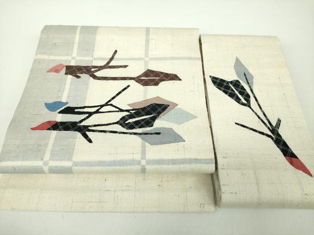 平和屋着物●つけ帯　作家物　生紬　矢羽文　正絹　逸品　DAAY1659ps