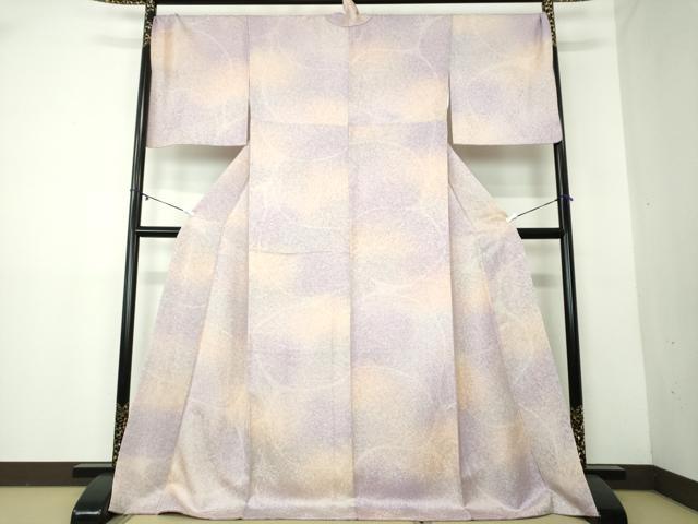 平和屋着物●上質な小紋　霞文　反端付き　ロング丈　正絹　逸品　DAAY1663ps