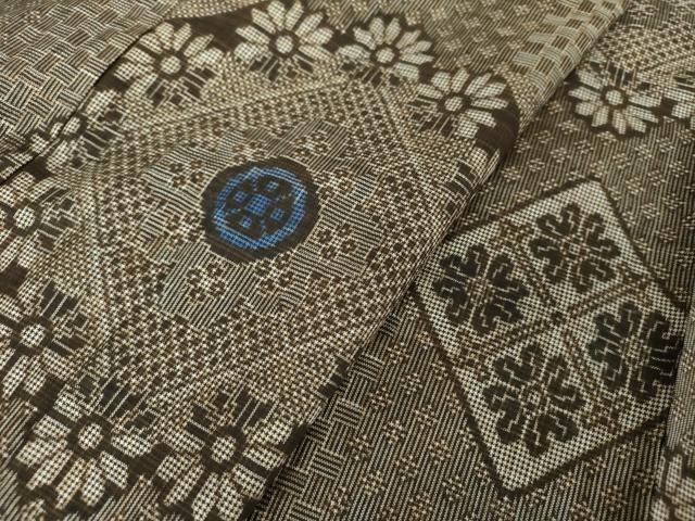 平和屋着物●本場大島紬　龍郷絣　花菱文　正絹　逸品　DAAY1709ps