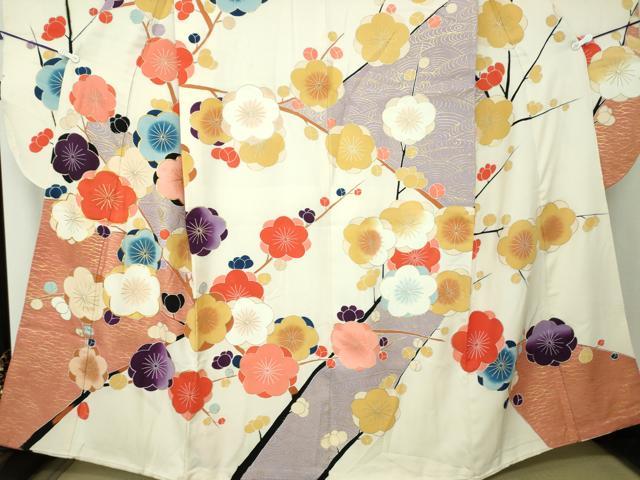 平和屋着物○豪華振袖 駒刺繍 流水枝梅 金彩 正絹 逸品 DAAY1730ps