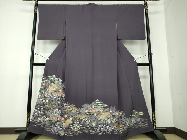 平和屋着物●色留訪問着　駒刺繍　御所解文　金彩　正絹　逸品　DAAY1736ps