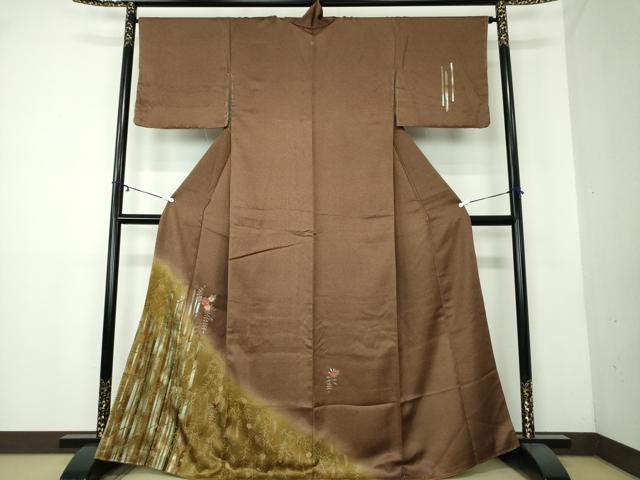 平和屋着物●訪問着　刺繍　草花間道　金彩　正絹　逸品　未使用　DAAY1740ps